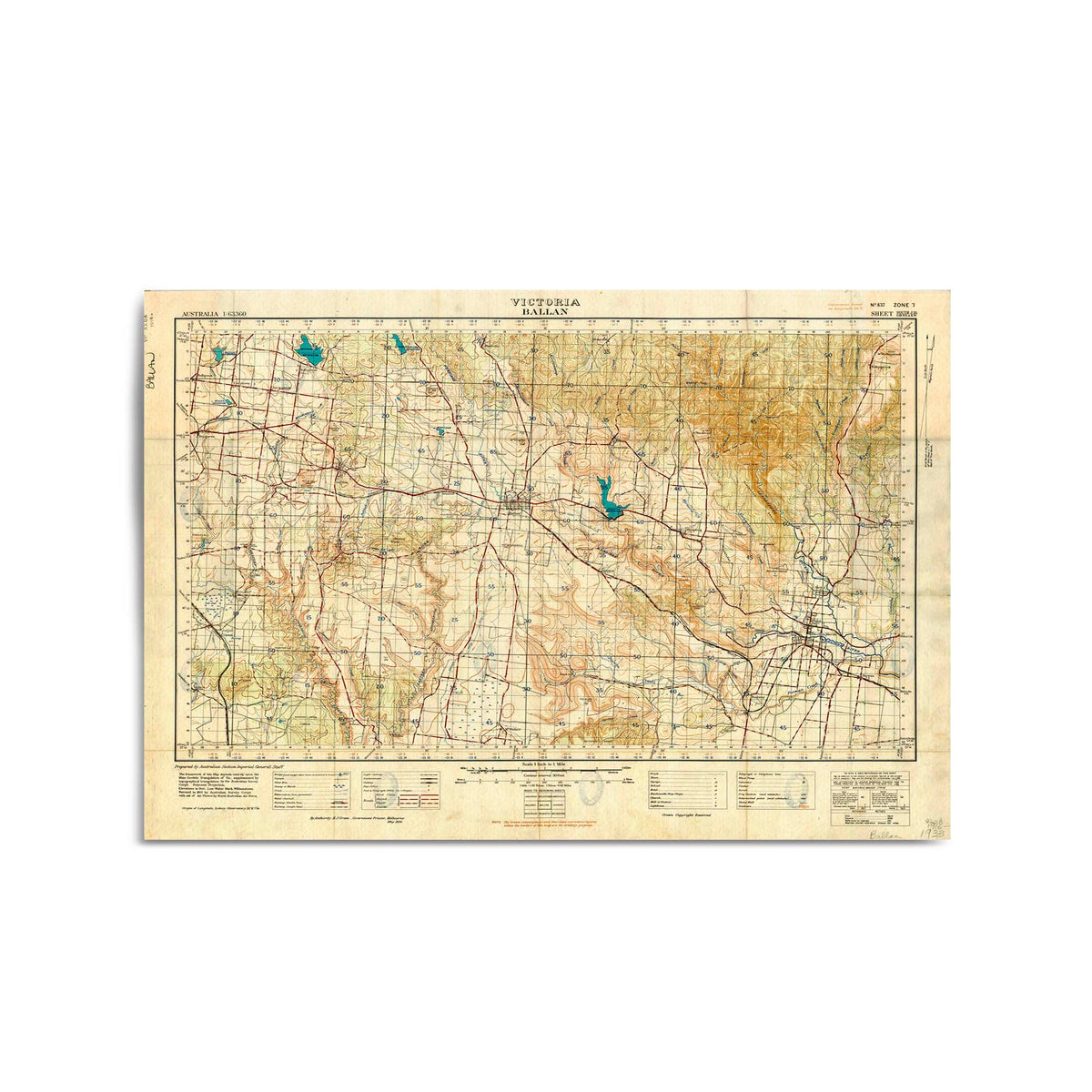 1936 Vintage Map of Ballan, Victoria Australia – Vintage Maps
