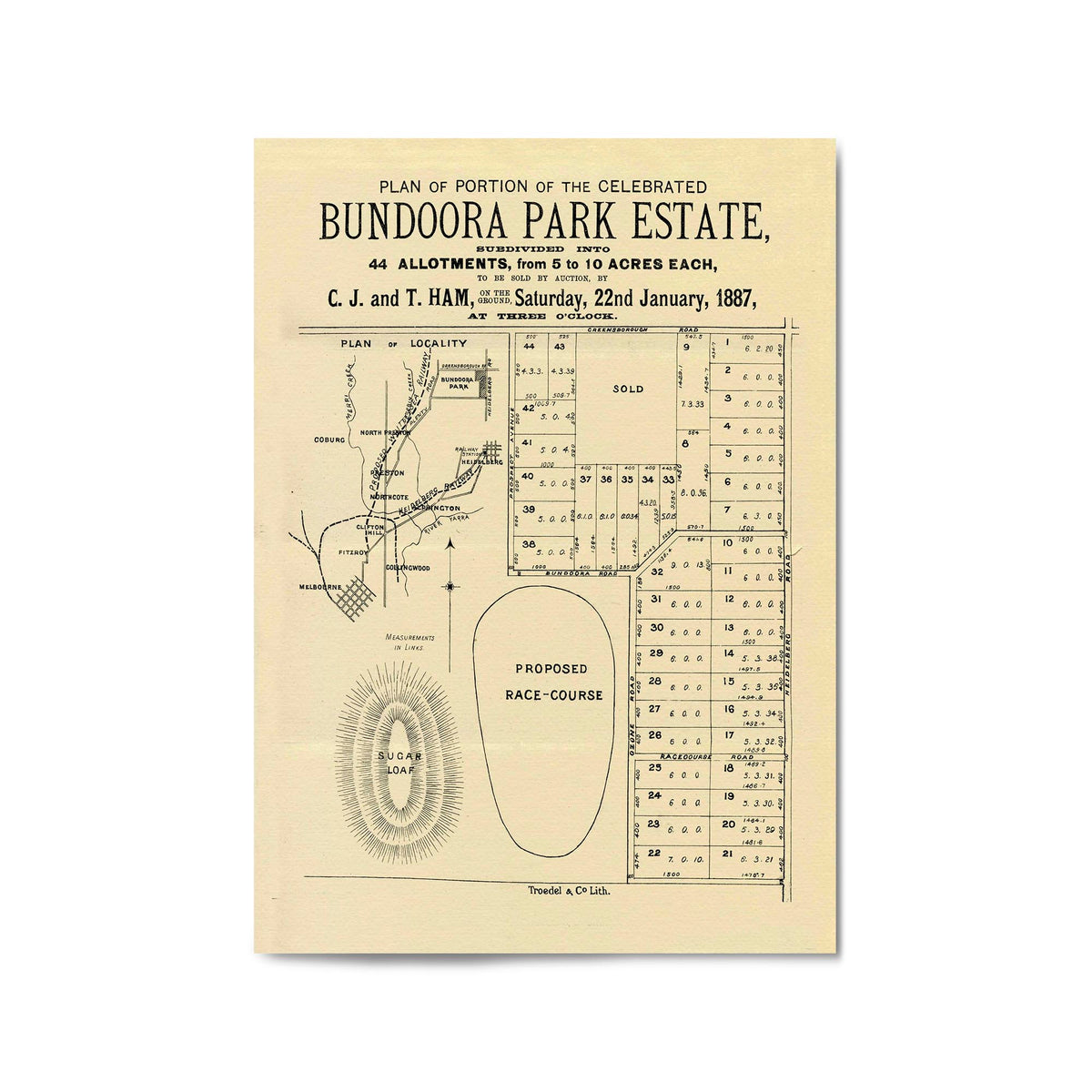 1887 Vintage Map of Bundoora, Victoria Australia – Vintage Maps
