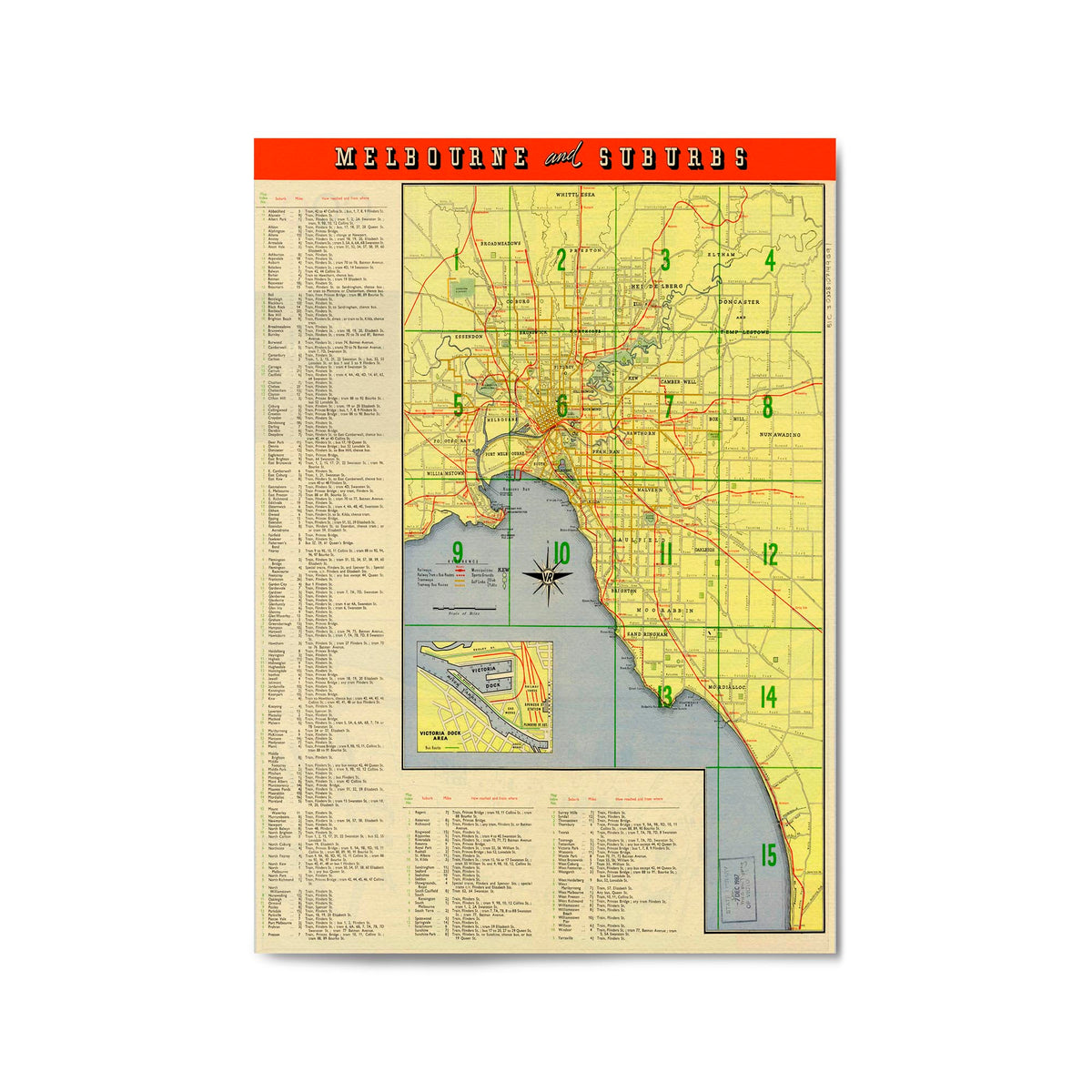 1956 Map of Melbourne and Suburbs – Vintage Maps