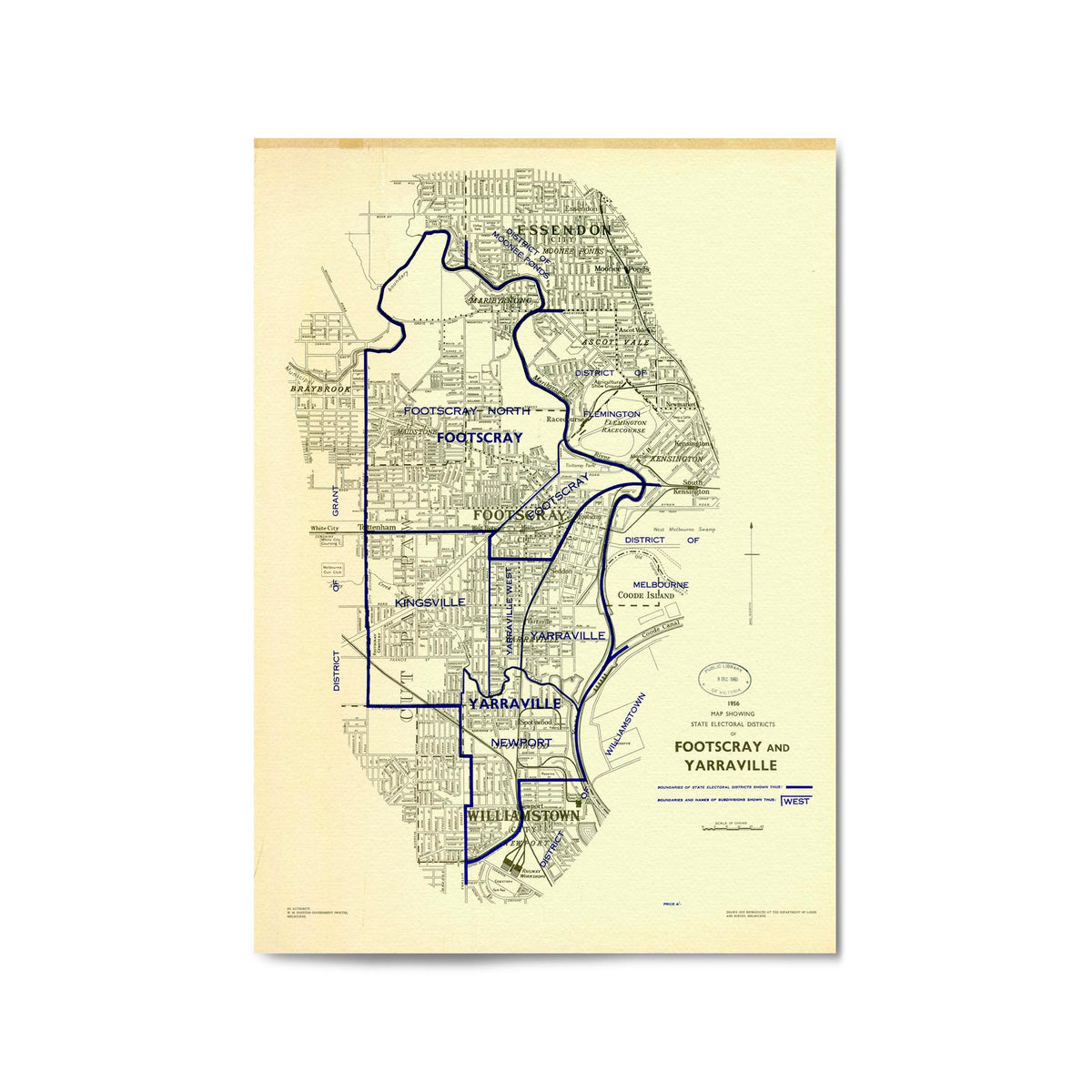 1956 Map of Footscray, Yarraville & Surrounds, Victoria – Vintage Maps