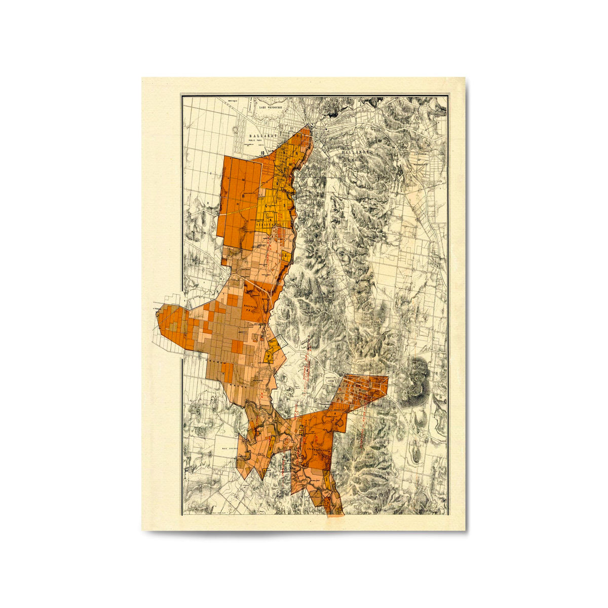 1870s Plan of Ballarat, Sebastopol and Buninyong Gold Fields, Victoria ...