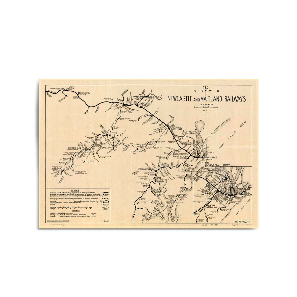 1950 Maitland Railways Map of Newcastle, New South Wales – Vintage Maps