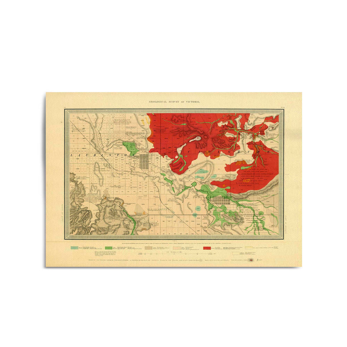 1860 Vintage Map of Kyneton and Carlsruhe, Victoria Australia – Vintage ...