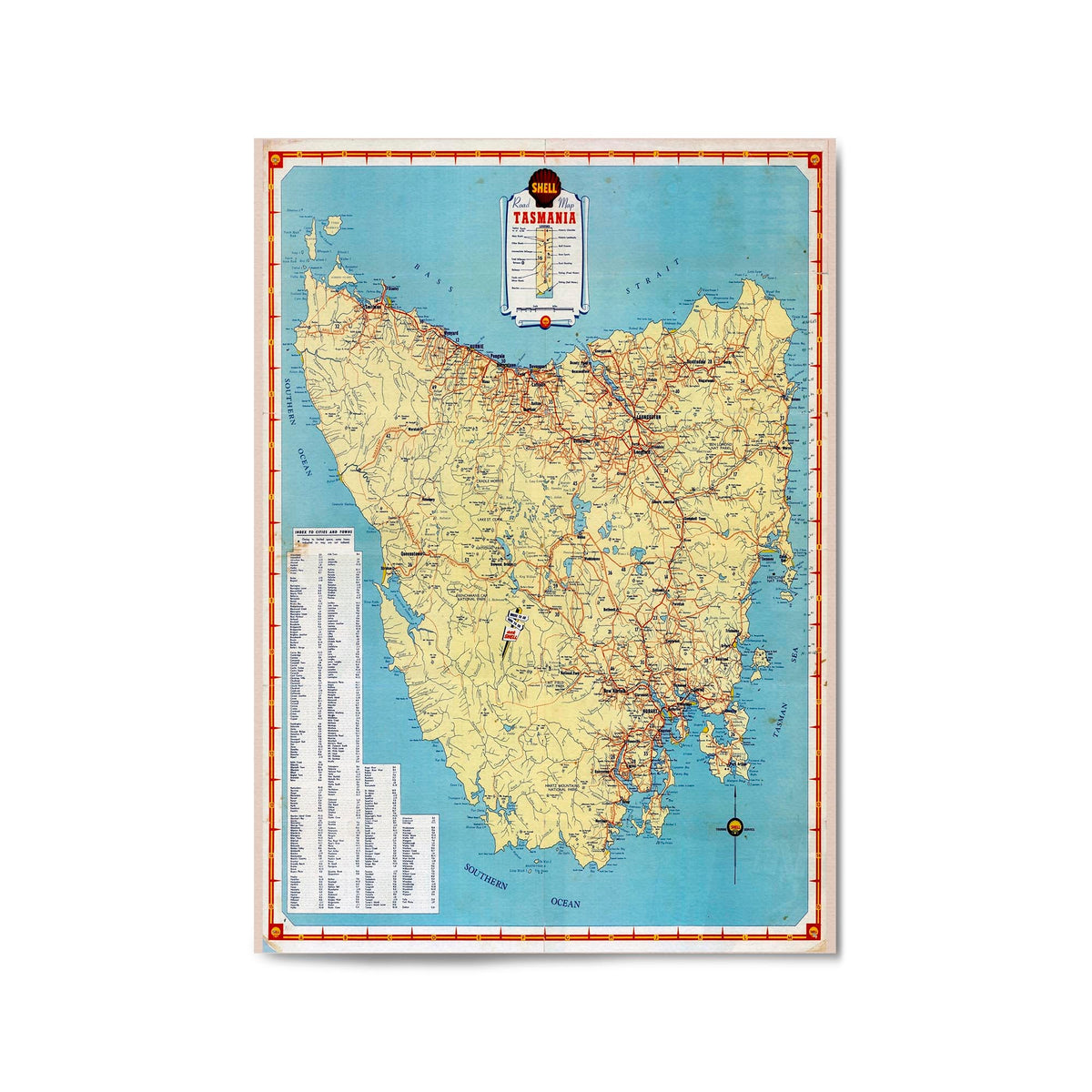 1956 Shell Road Map of Tasmania – Vintage Maps