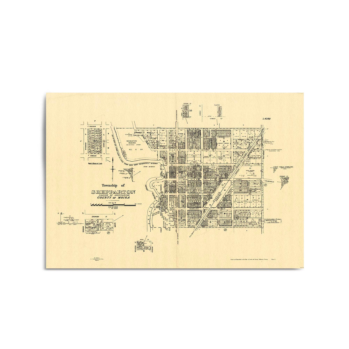 1940's Vintage Map of Shepparton, Victoria – Vintage Maps