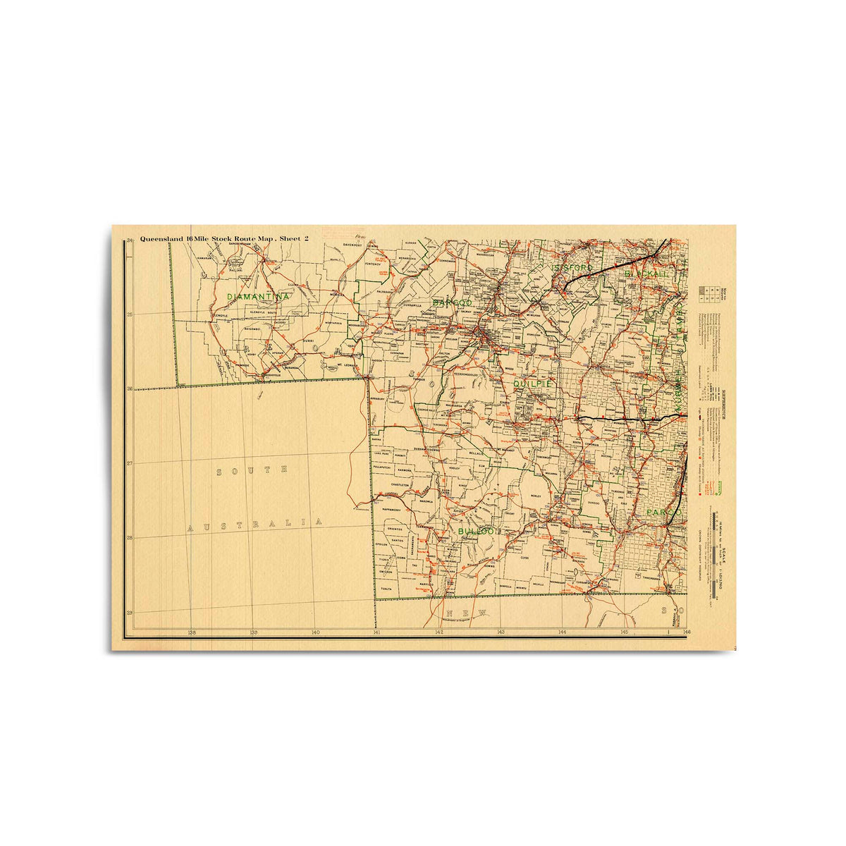 1947 Map of South-West Queensland – Vintage Maps