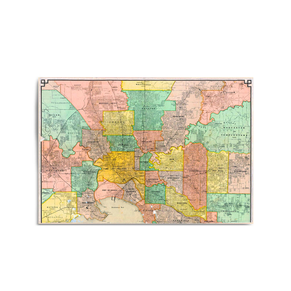 1956 Map of Melbourne and Suburbs, Victoria – Vintage Maps