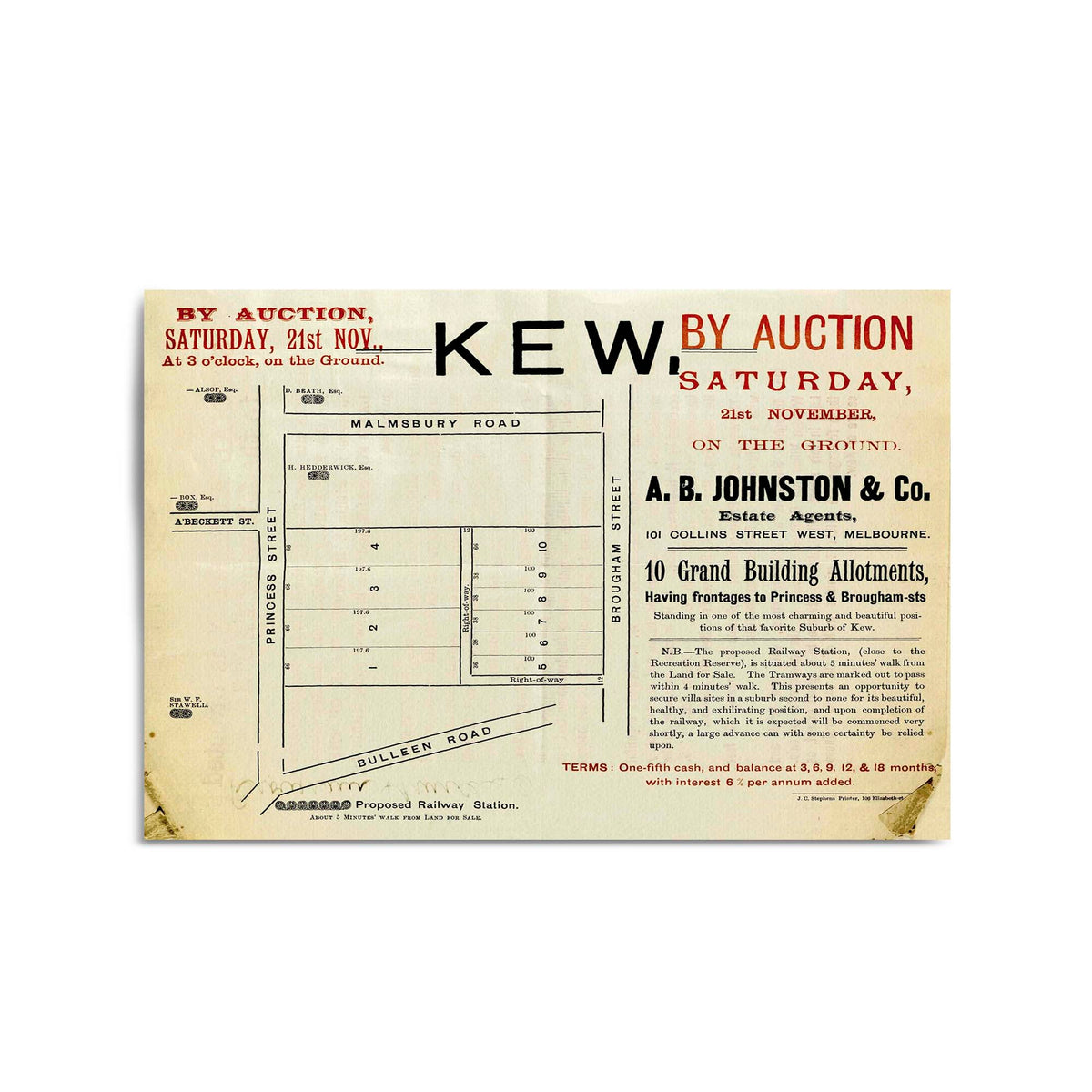 1885 Vintage Map of Kew, Victoria Australia – Vintage Maps