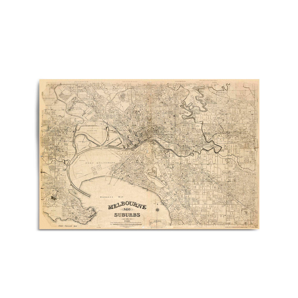 1910 Vintage Map of Greater Melbourne and Suburbs, Victoria – Vintage Maps