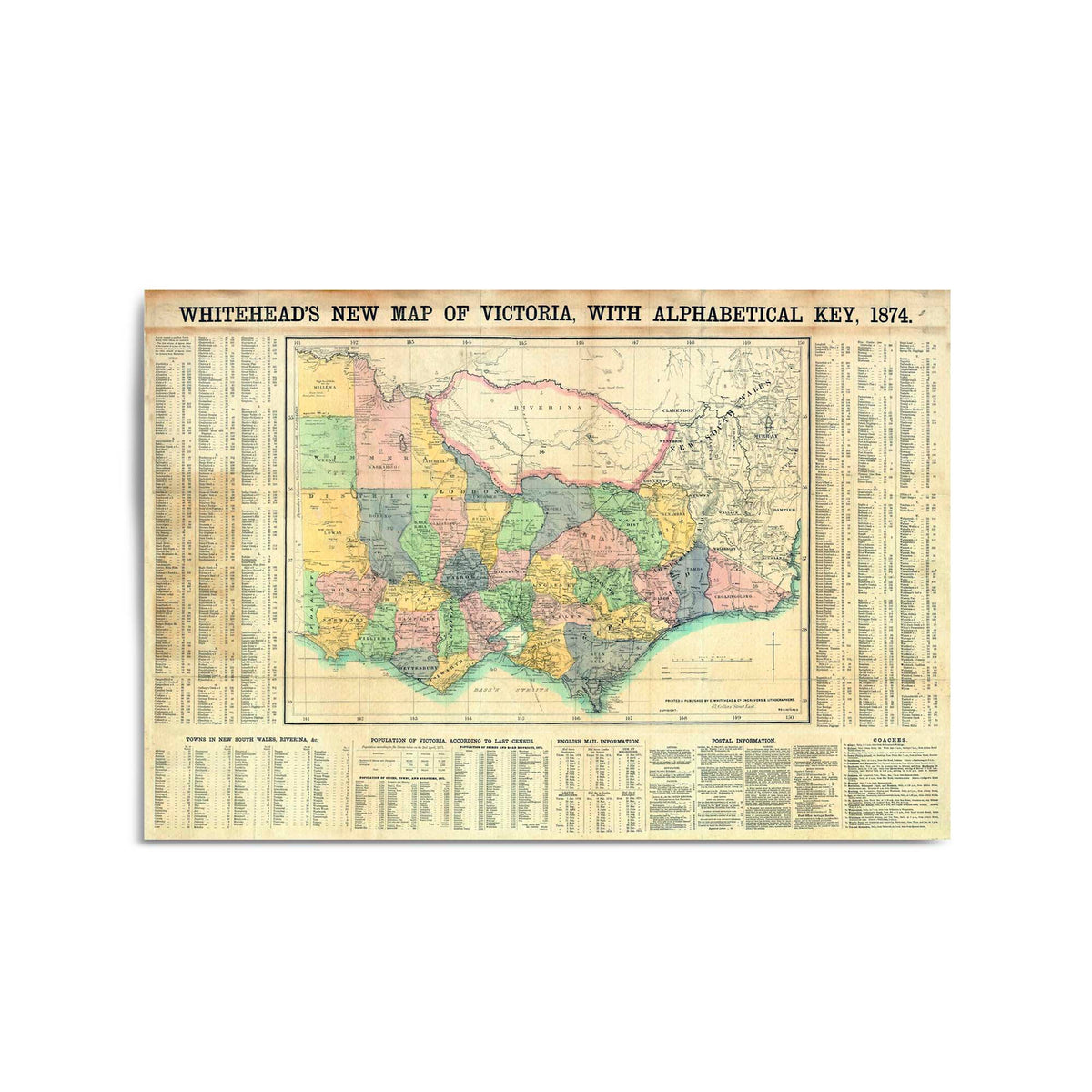 1874 Vintage Map of Victoria, Australia – Vintage Maps