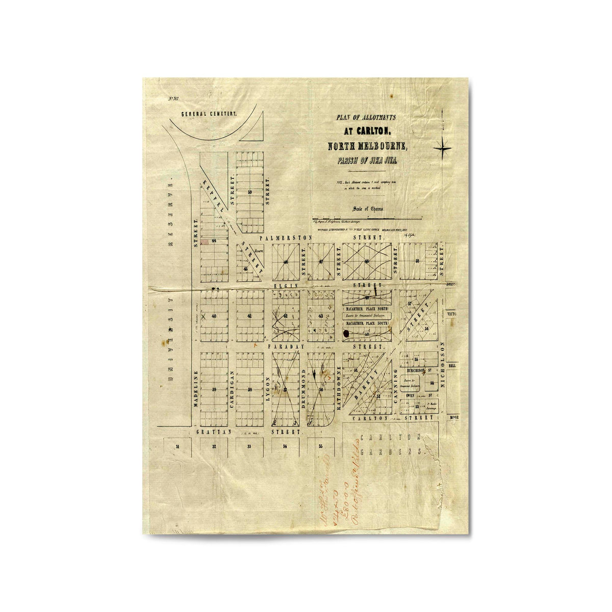 1857 Vintage Map of Carlton, Victoria Australia – Vintage Maps