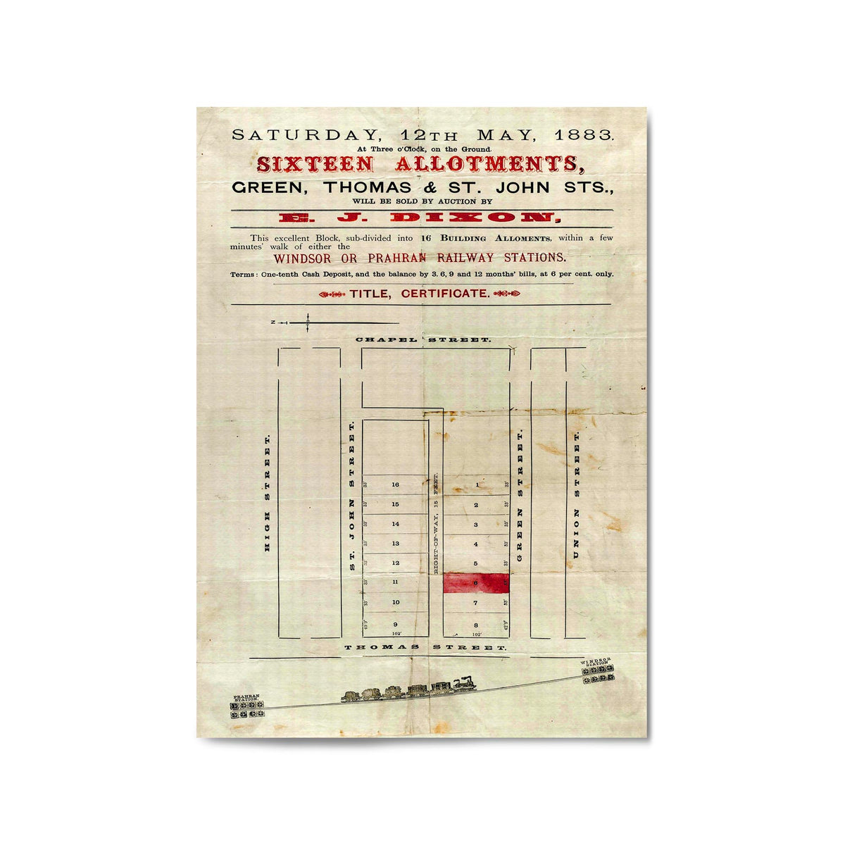 1883 Vintage Map of Prahran, Victoria Australia – Vintage Maps