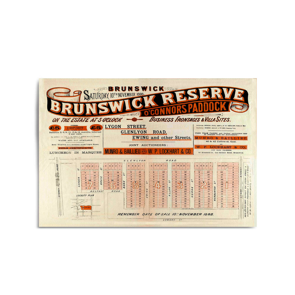 1888 Vintage Map of Brunswick, Victoria Australia – Vintage Maps