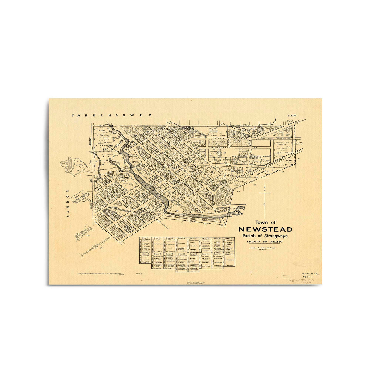 1939 Vintage Map of Newstead, Victoria Australia – Vintage Maps