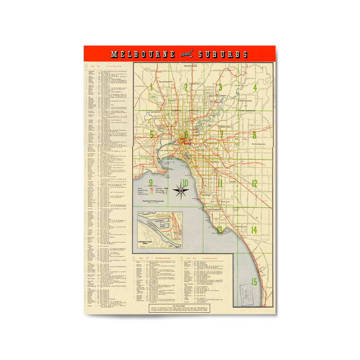 1959 Morgan's Map of Melbourne & Surrounds – Vintage Maps