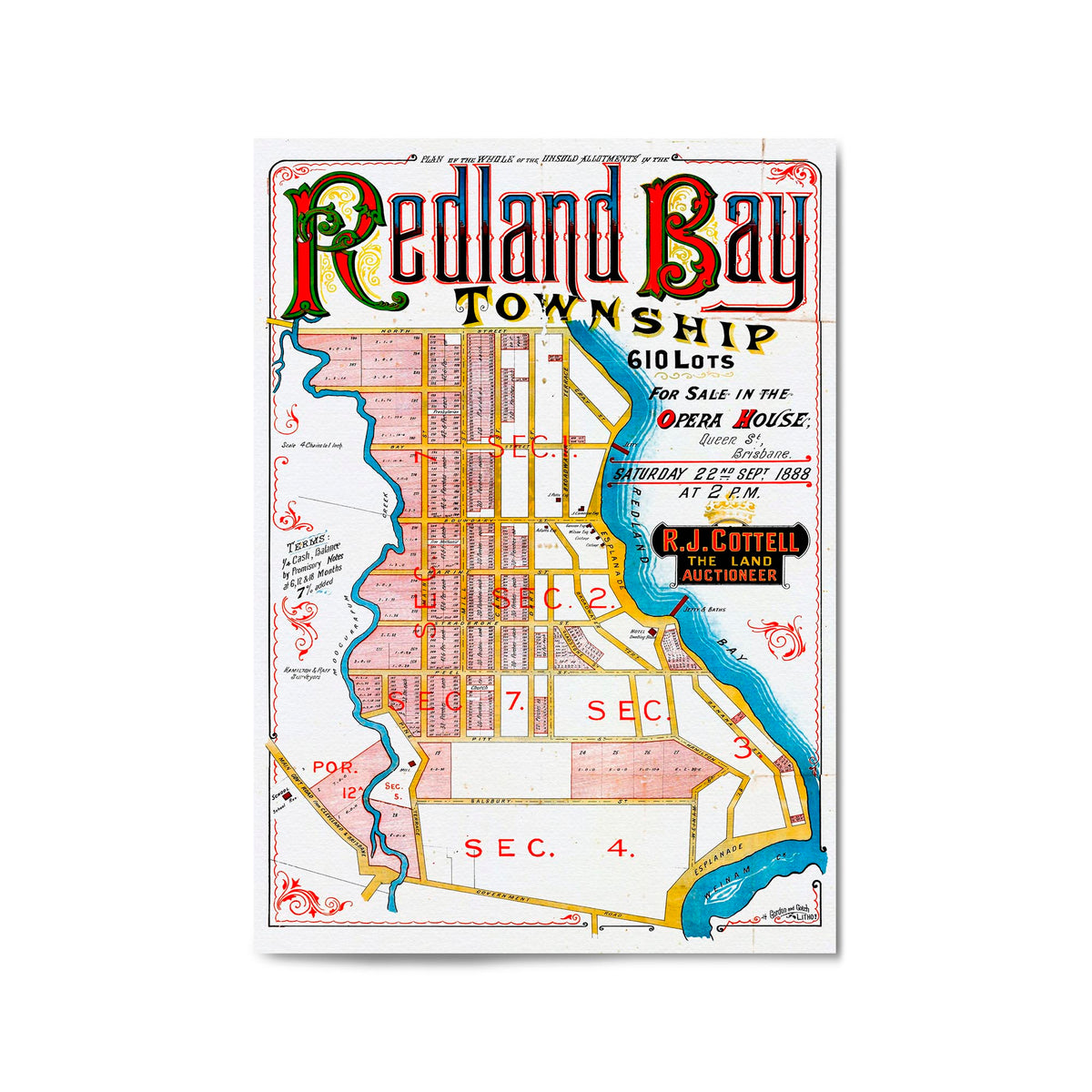 1888 Map of Redland Bay, Brisbane, Queensland – Vintage Maps