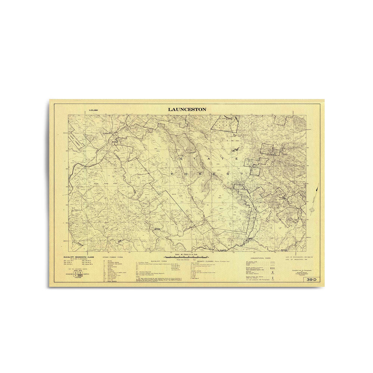 1962 Map of Launceston & Surrounds, Tasmania – Vintage Maps
