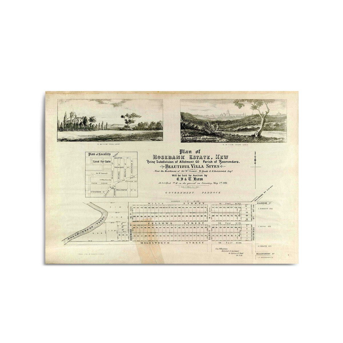 1881 Vintage Map of Kew, Victoria Australia – Vintage Maps