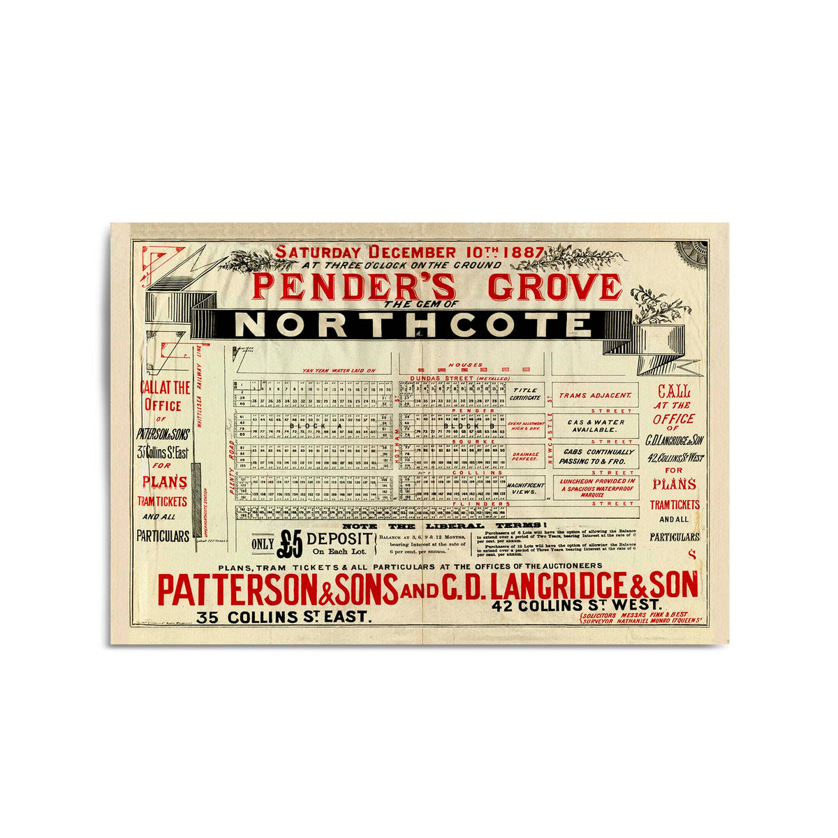 1887 Vintage Map of Northcote, Victoria Australia – Vintage Maps