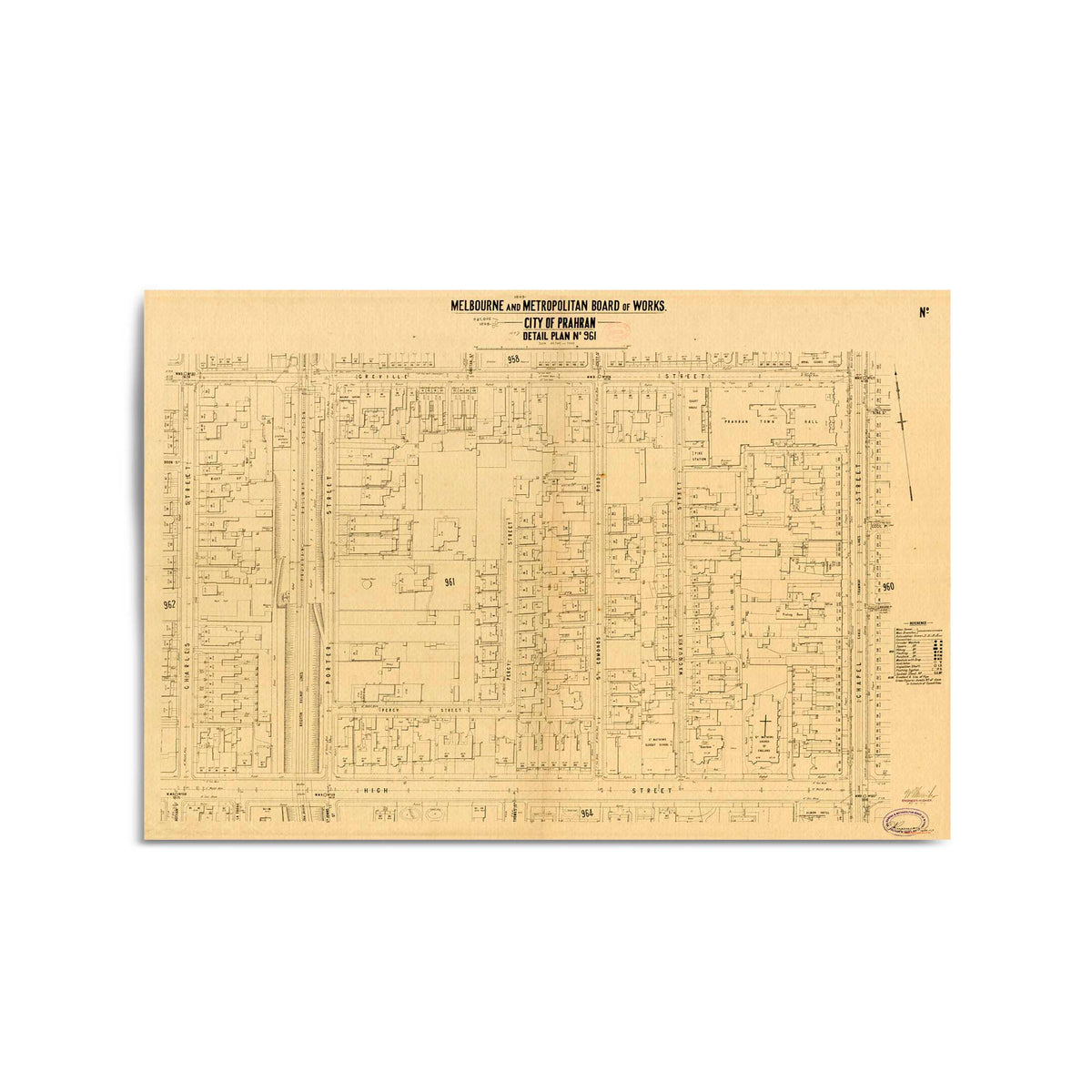 1896 Vintage Map of Prahran, Victoria Australia – Vintage Maps