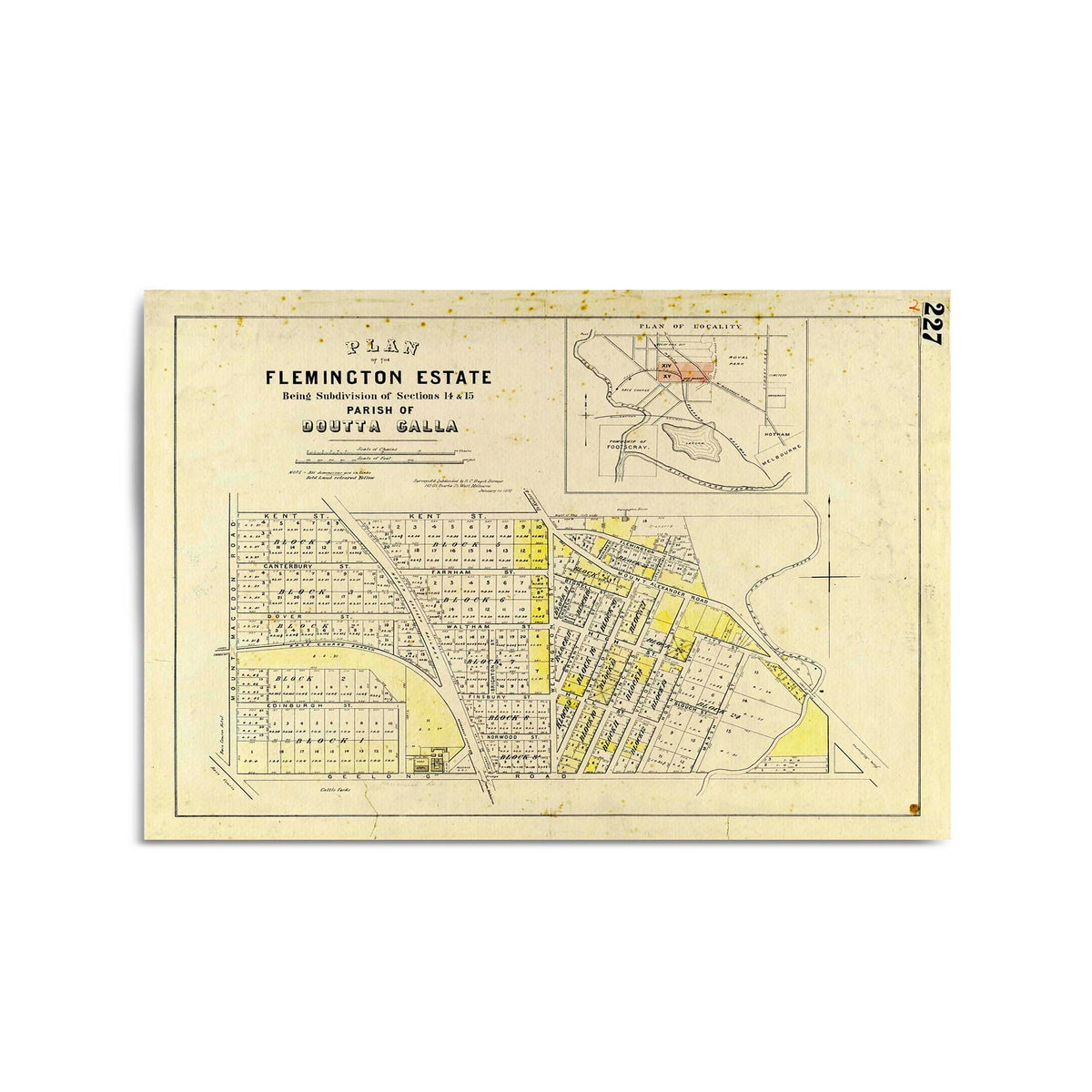 1872 Vintage Map of Flemington, Victoria Australia – Vintage Maps