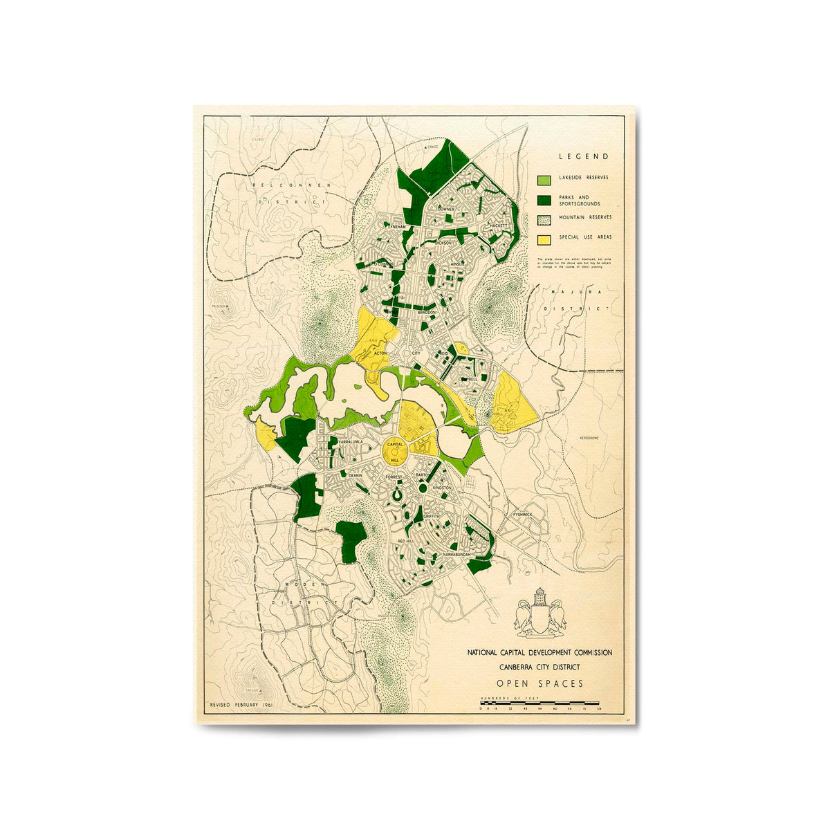 1961 Map of Canberra City District, Australian Capital Territory ...