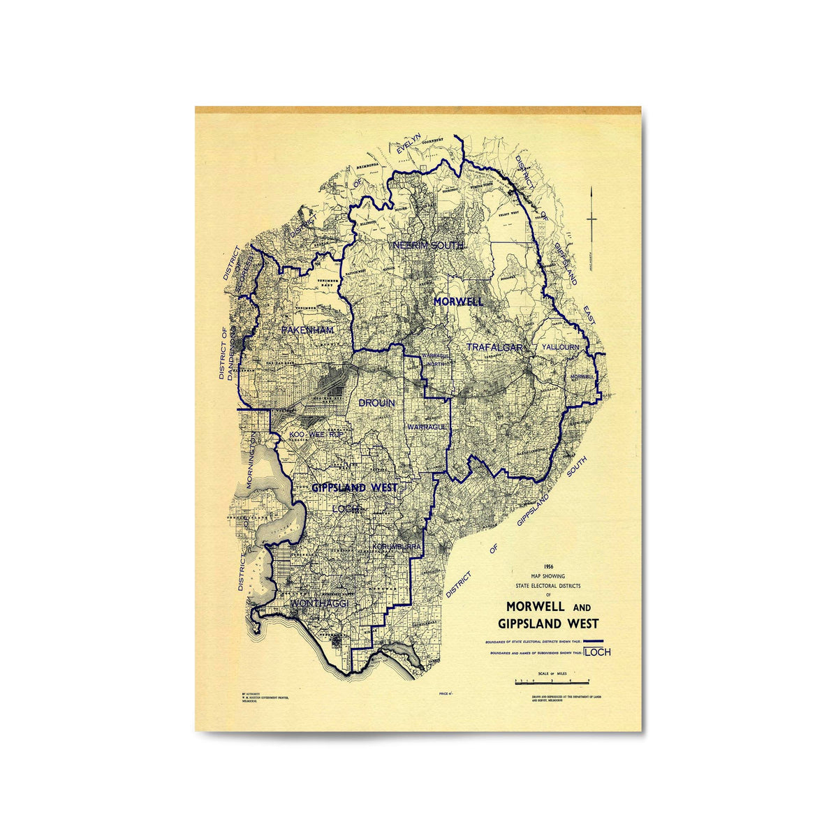 1956 Vintage Map of Pakenham, Morwell and Gippsland West, Victoria Aus ...
