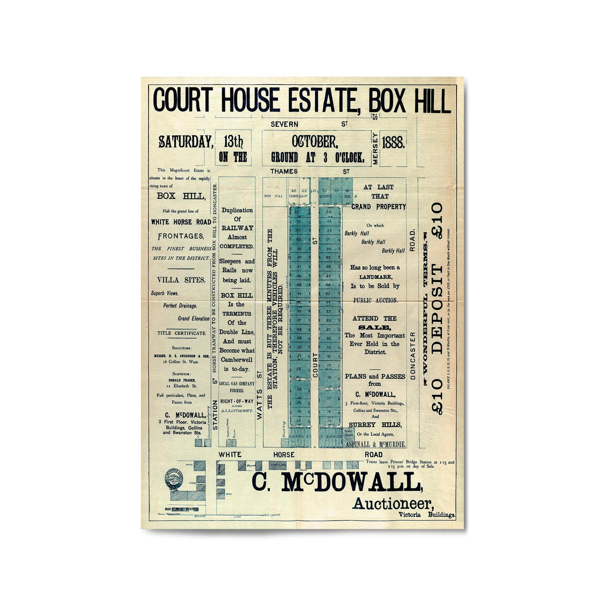 1888 Vintage Map of Box Hill, Victoria, Australia – Vintage Maps