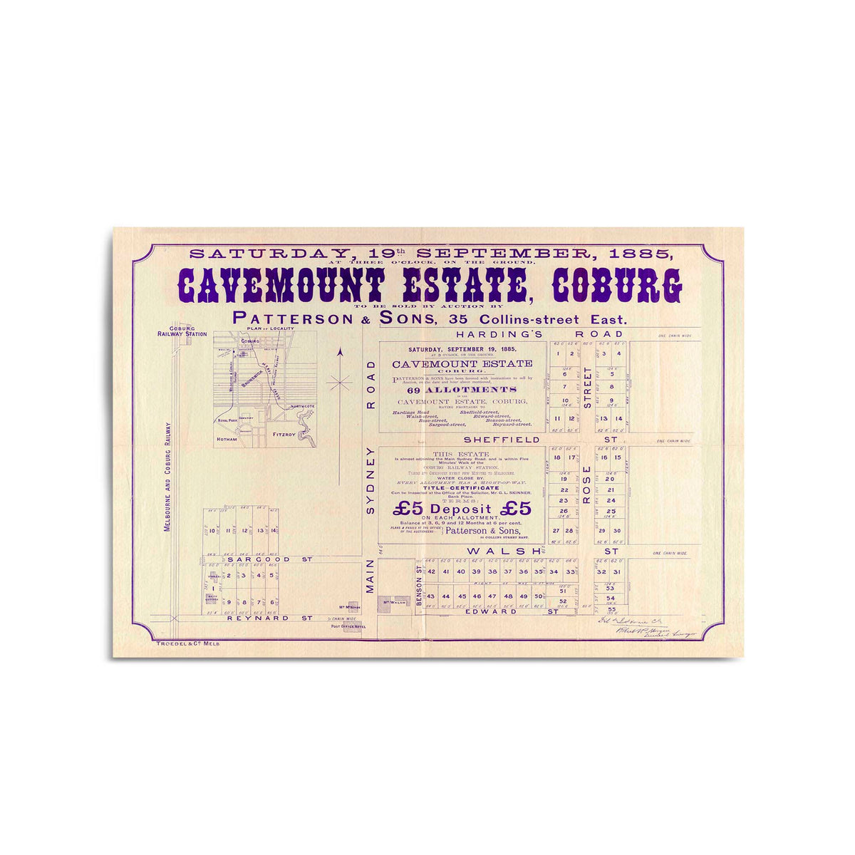 1885 Vintage Map of Coburg, Victoria Australia – Vintage Maps