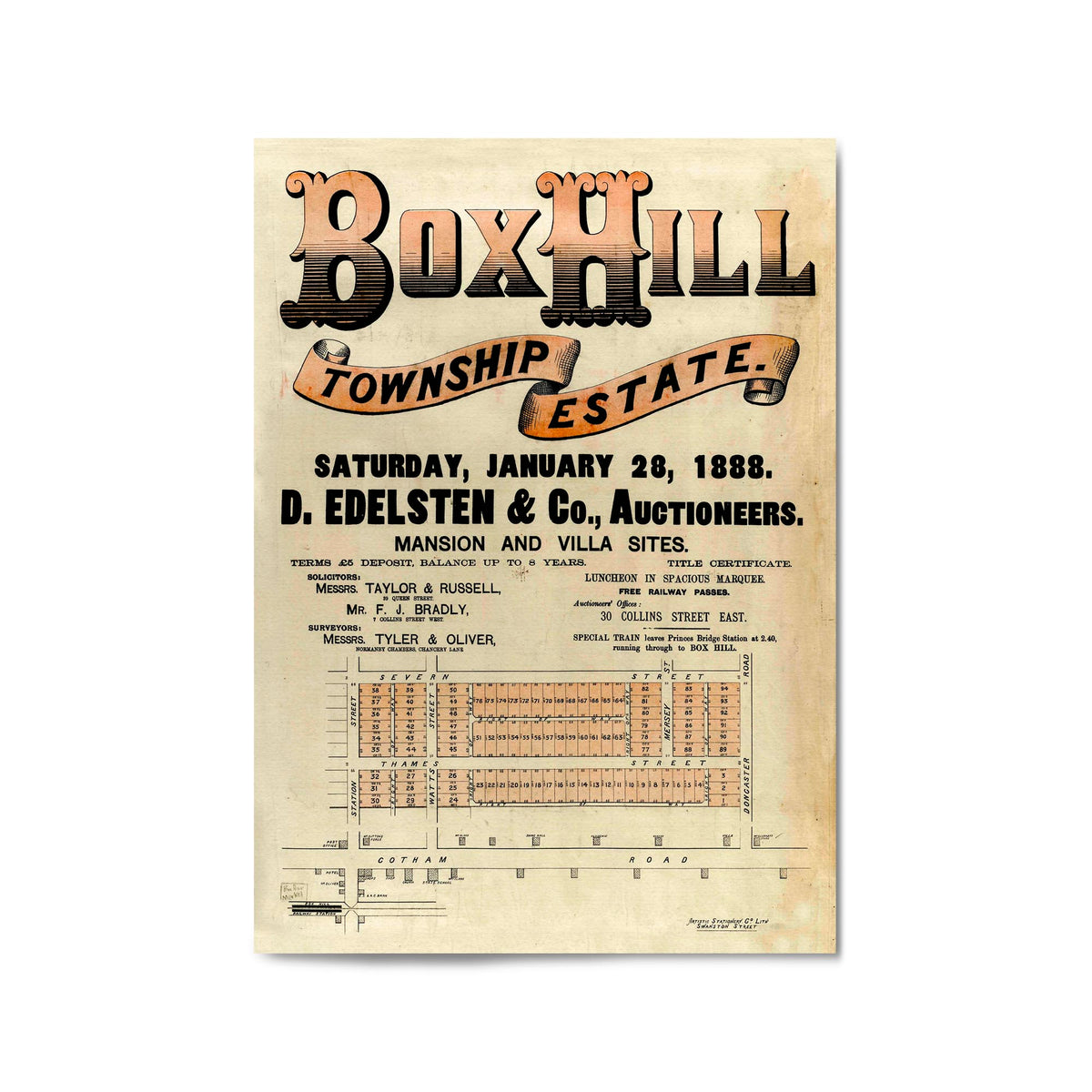 1888 Vintage Map of Box Hill, Victoria Australia – Vintage Maps