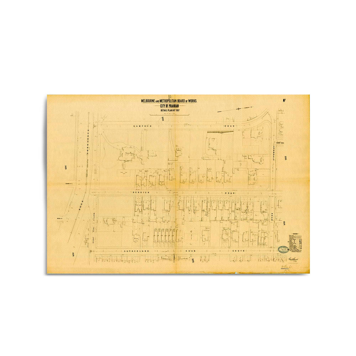 1901 Street Map of "Denbigh Road" Armadale, Victoria – Vintage Maps