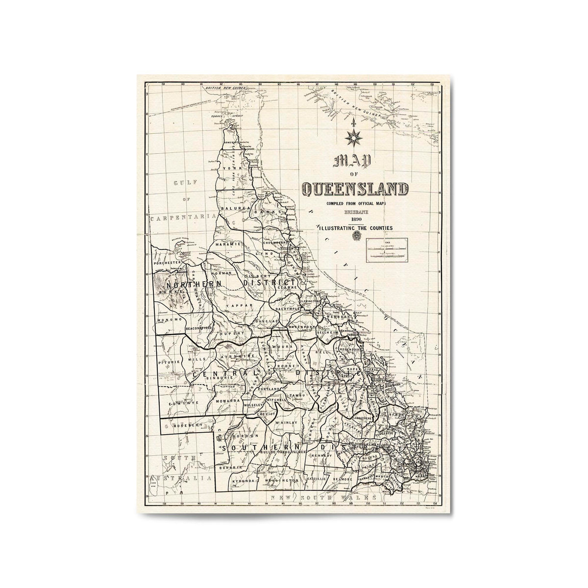 1890 State Map of Queensland – Vintage Maps