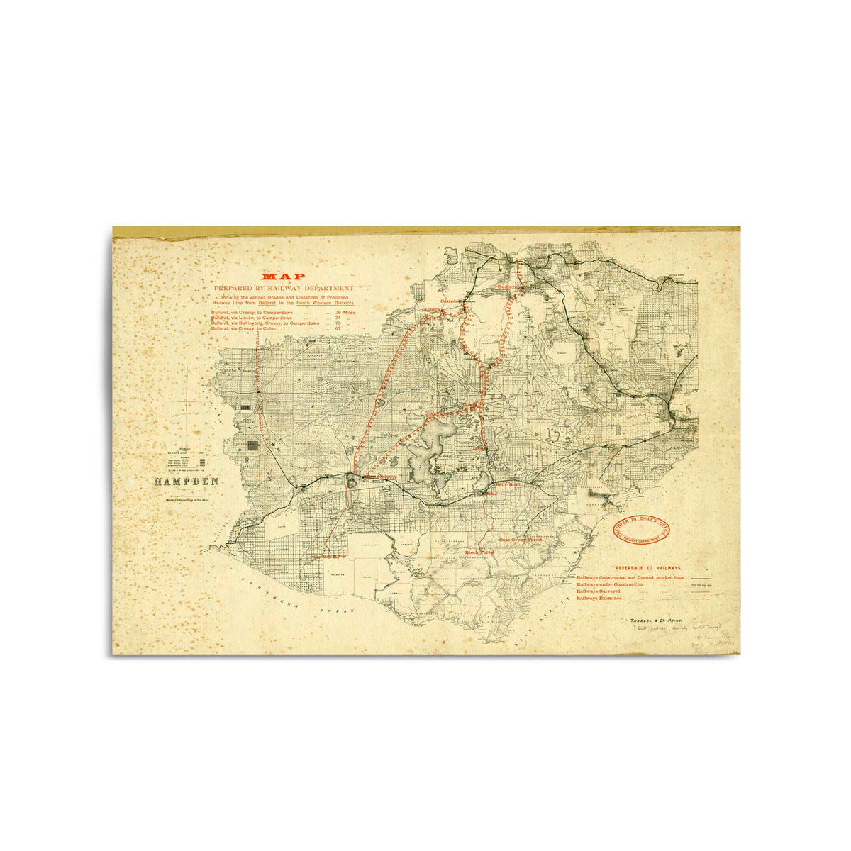 1890s Map of Proposed Railway Line from Ballarat – Vintage Maps