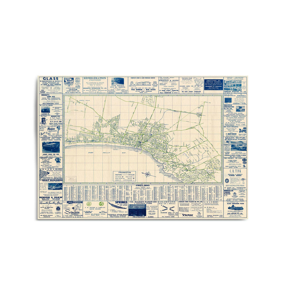 1950's Vintage Map of Frankston, Victoria – Vintage Maps