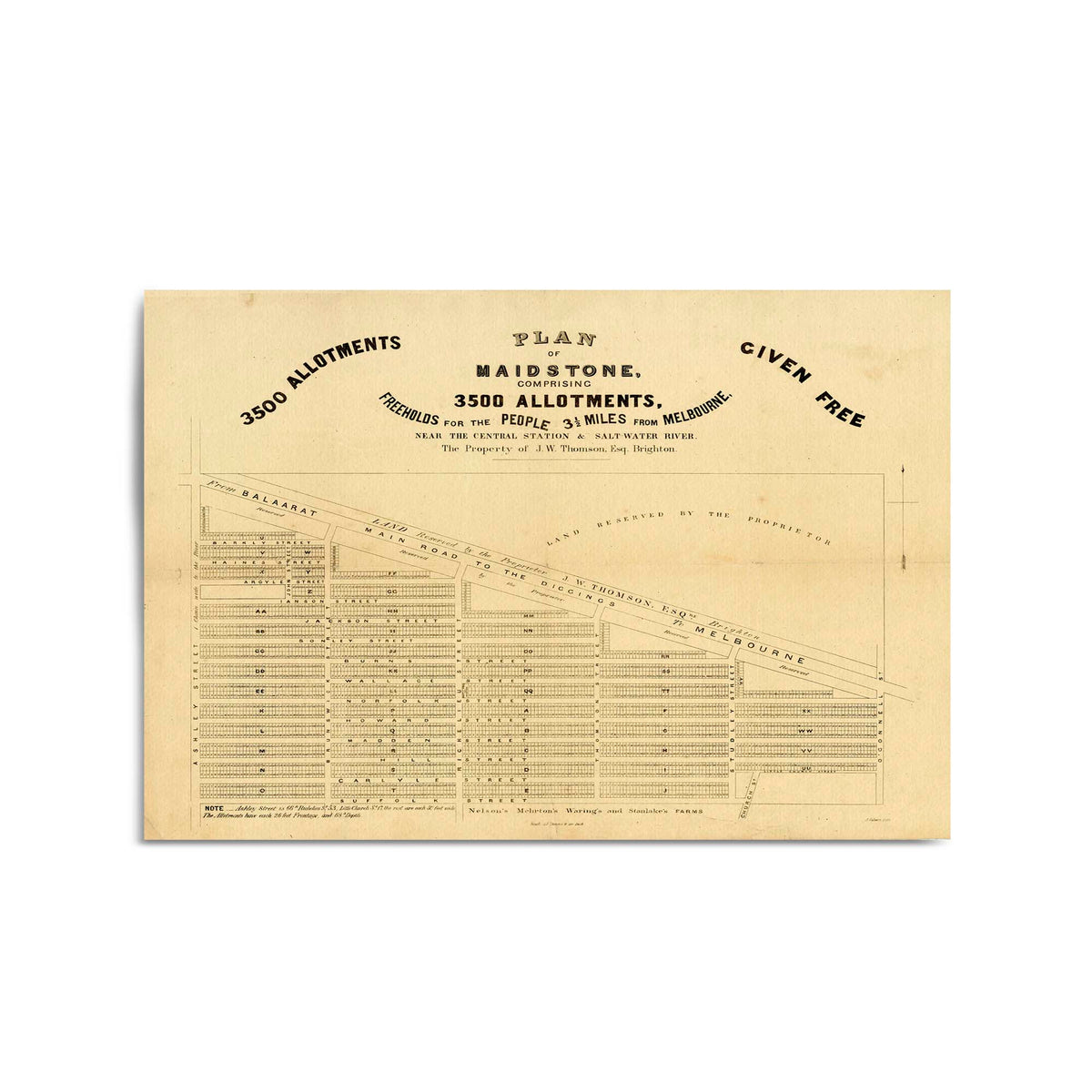1858 Vintage Map of Maidstone, Victoria Australia – Vintage Maps