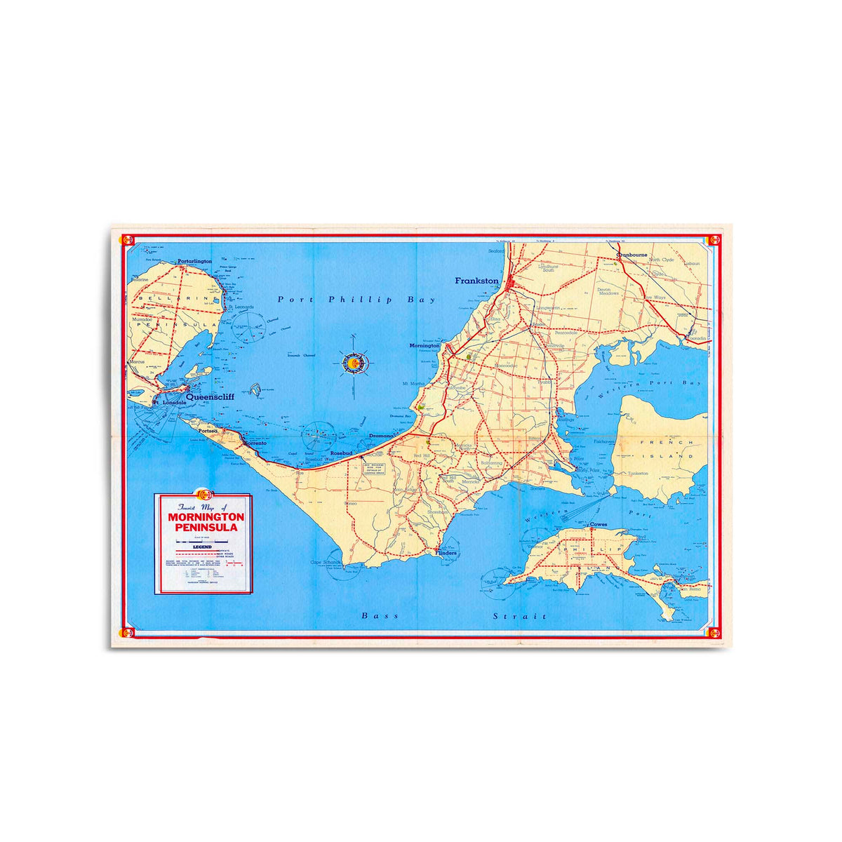 1947 Vintage Map of Mornington Peninsula, Victoria Australia – Vintage Maps