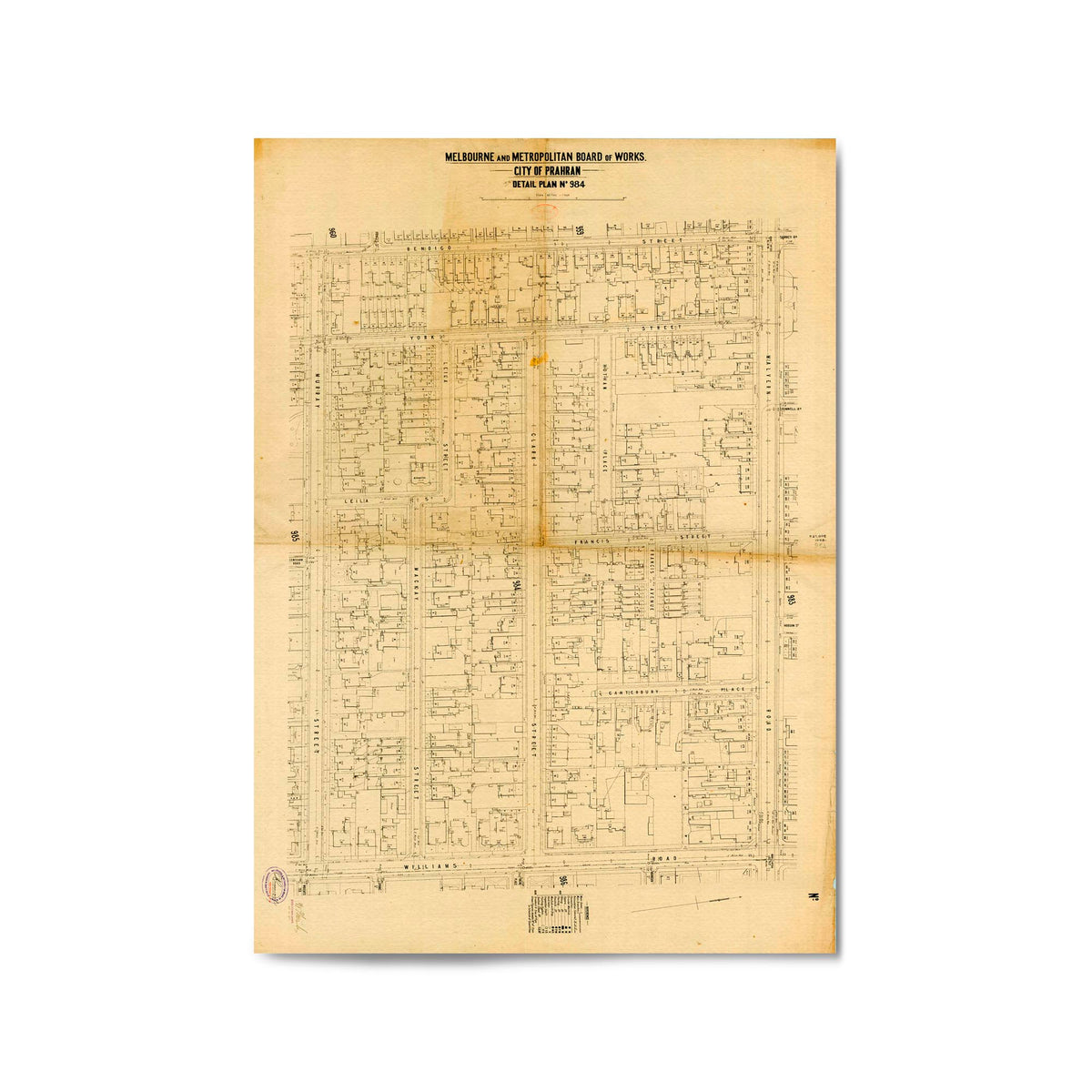 1896 Vintage Map of Prahran, Victoria Australia – Vintage Maps