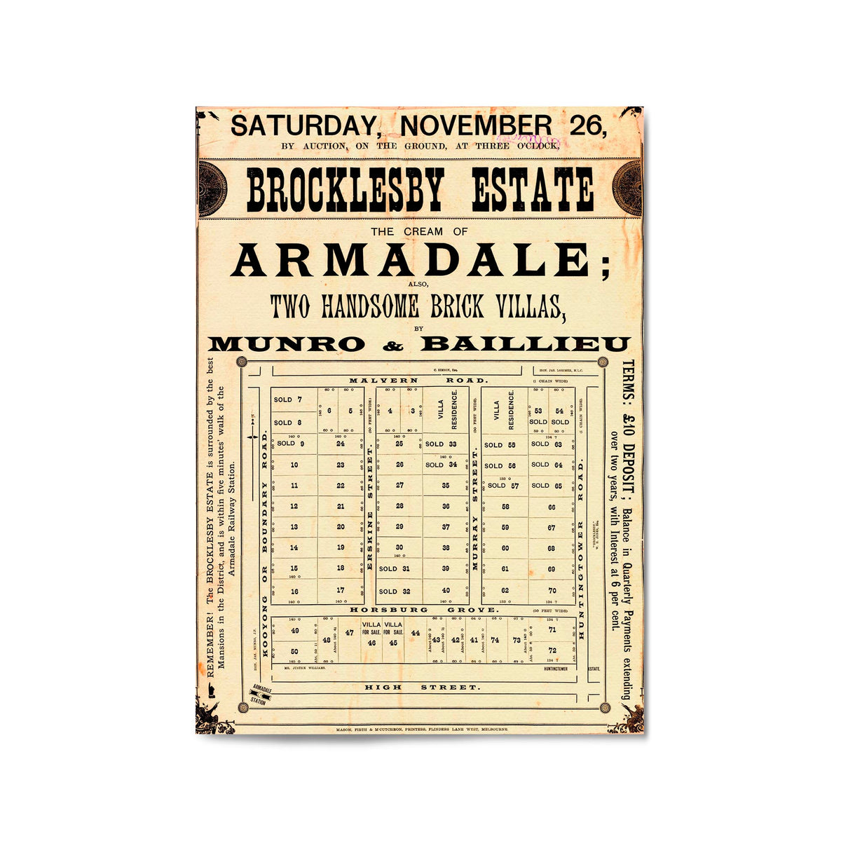 1887 Vintage Map of Armadale, Victoria Australia – Vintage Maps