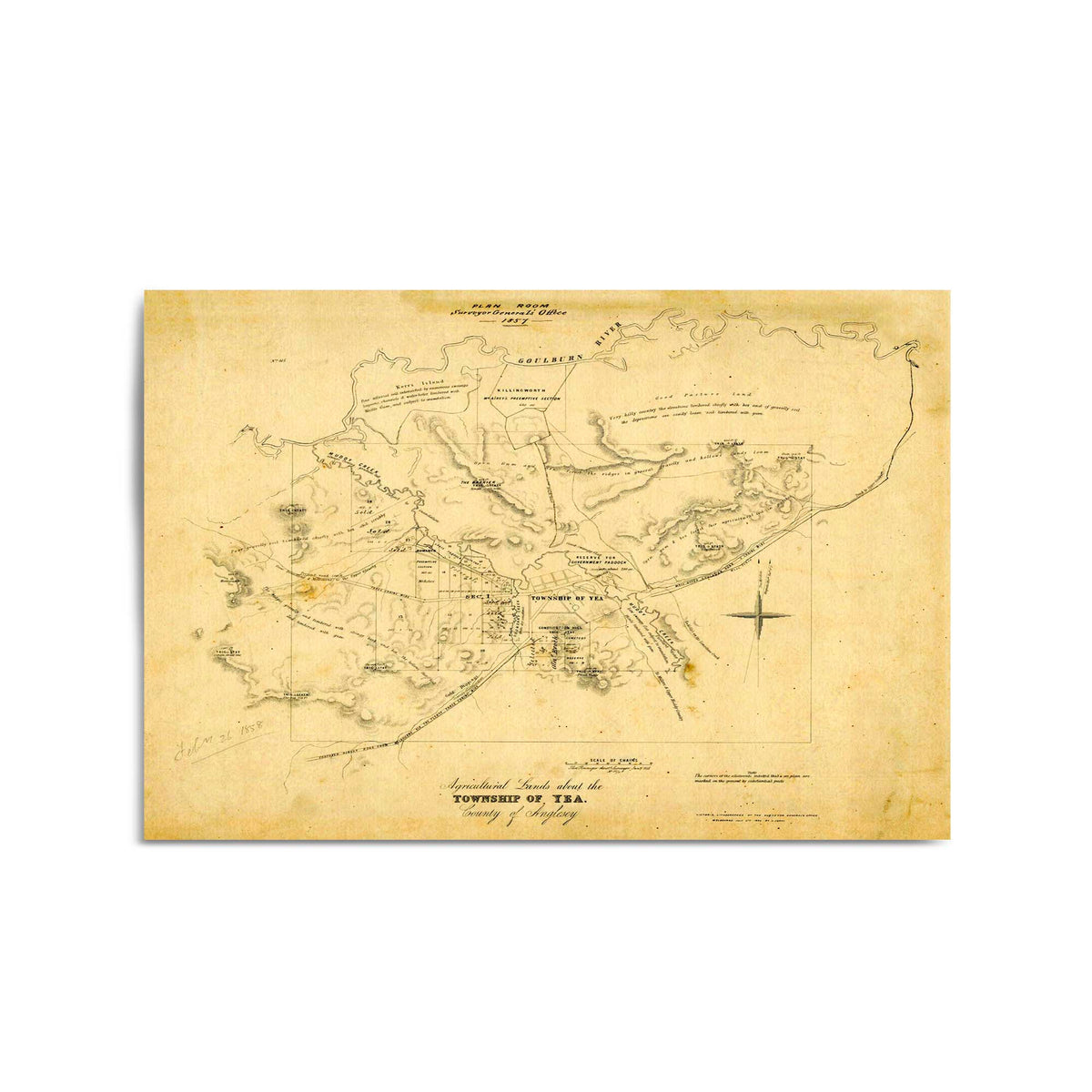 1856 Vintage Map of Yea, Victoria Australia – Vintage Maps