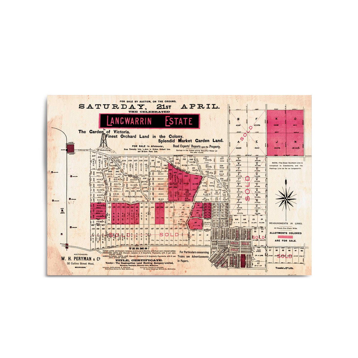 1888 Vintage Map of Langwarrin, Victoria Australia – Vintage Maps