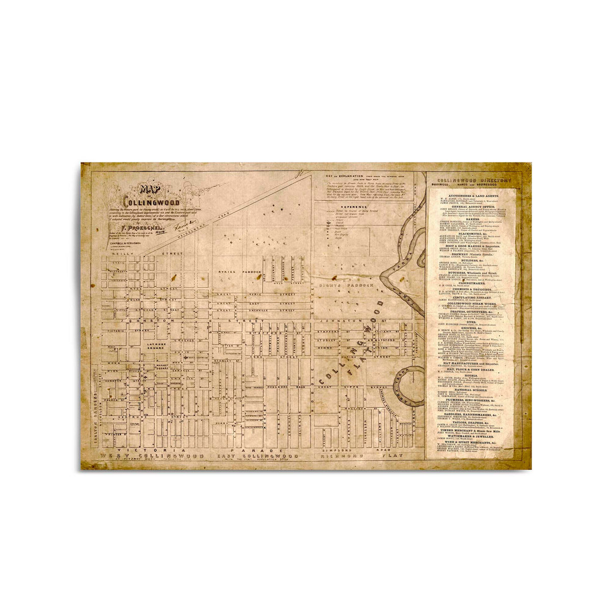 1885 Vintage Map of Collingwood, Victoria Australia – Vintage Maps