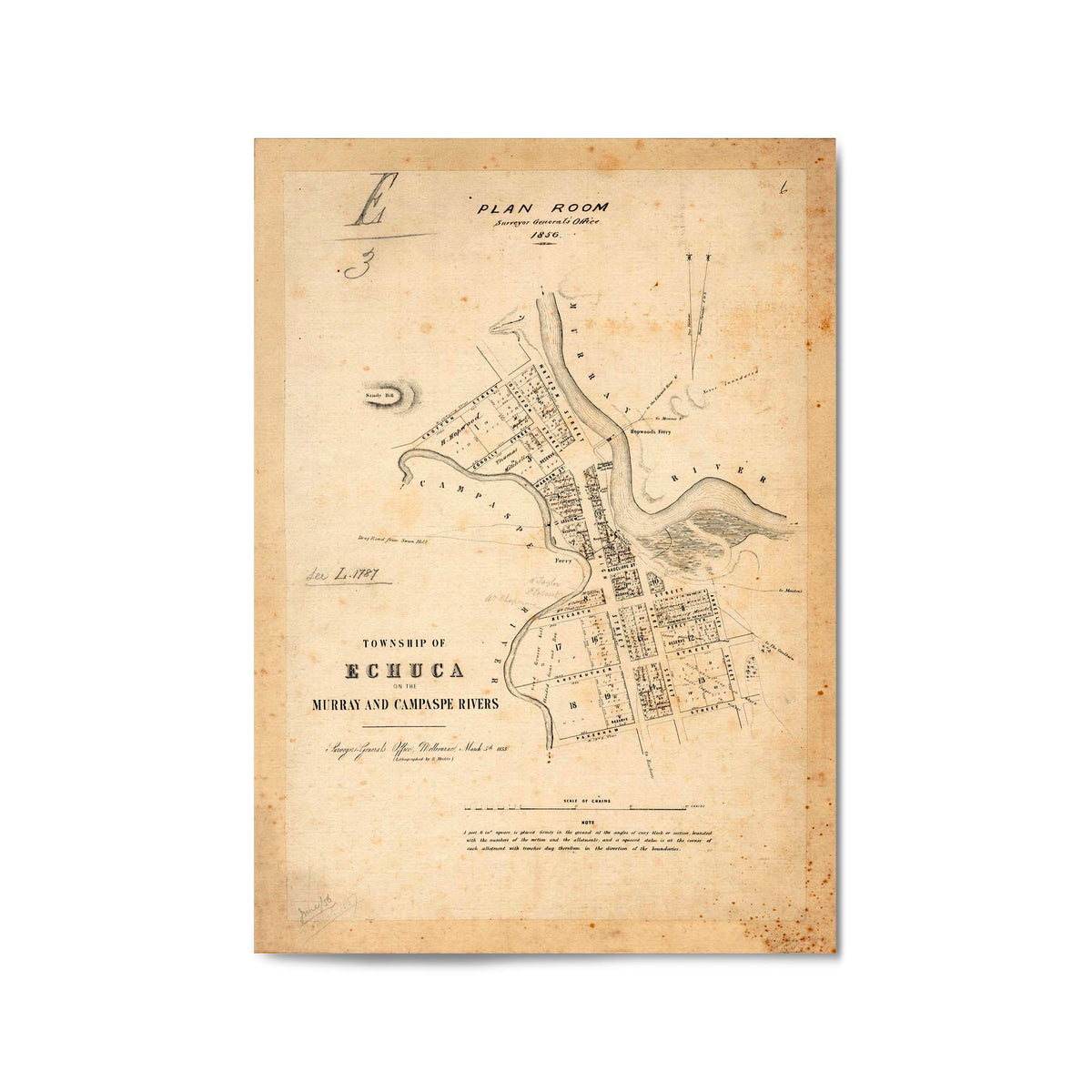 1855 Vintage Map of Echuca, Victoria Australia – Vintage Maps