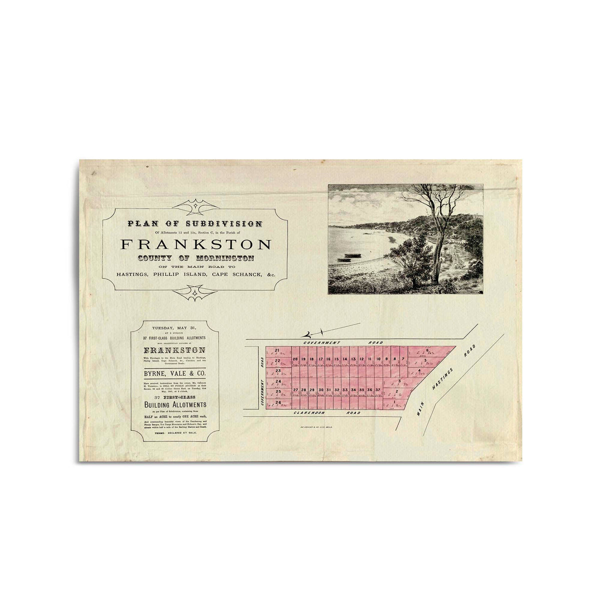 1881 Vintage Map of Frankston, Victoria Australia – Vintage Maps