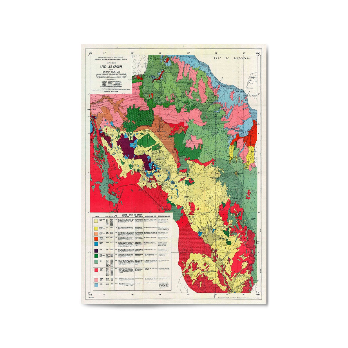 1952 Map of Barkly Region, Northern Territory – Vintage Maps