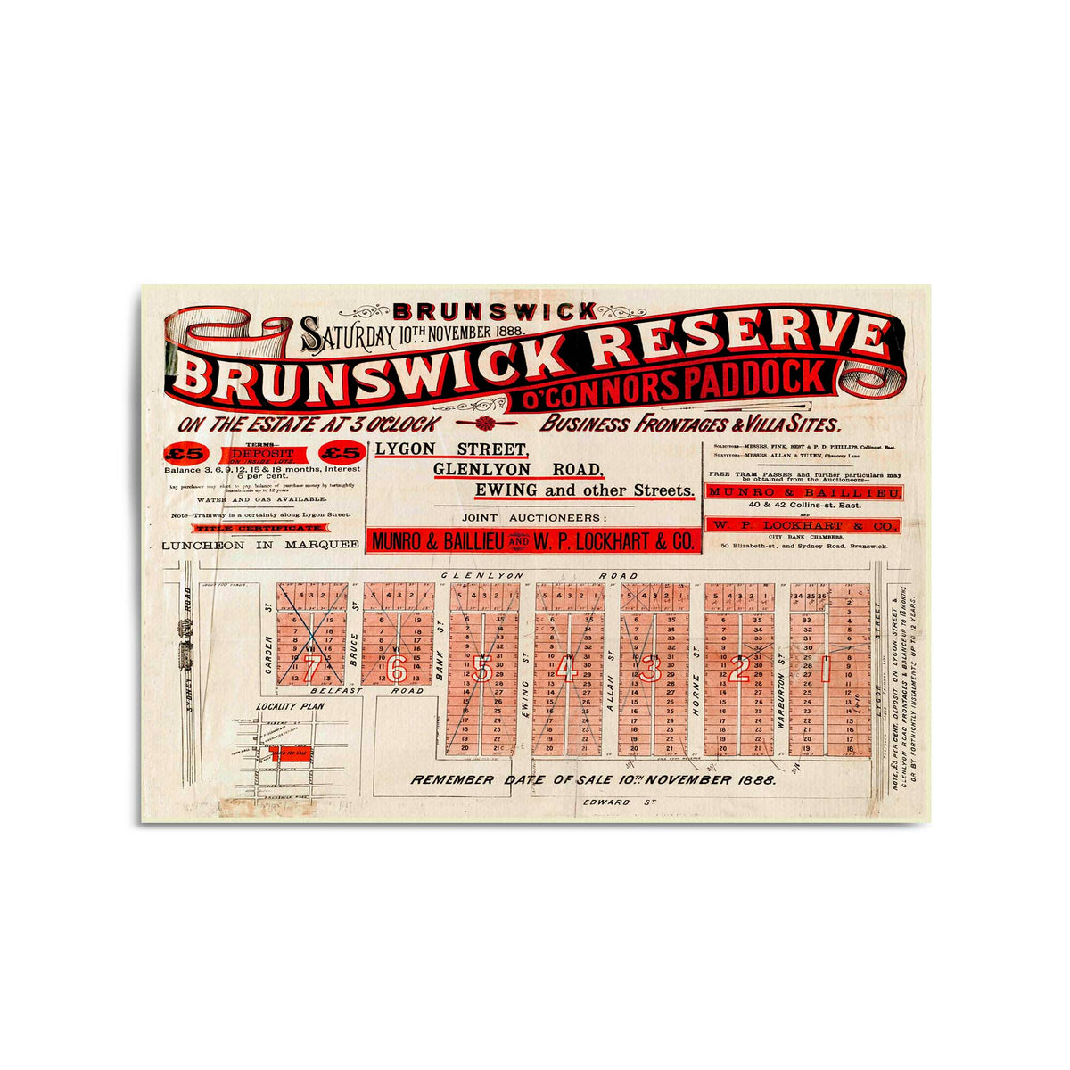 1888 Vintage Map of Brunswick, Victoria Australia – Vintage Maps