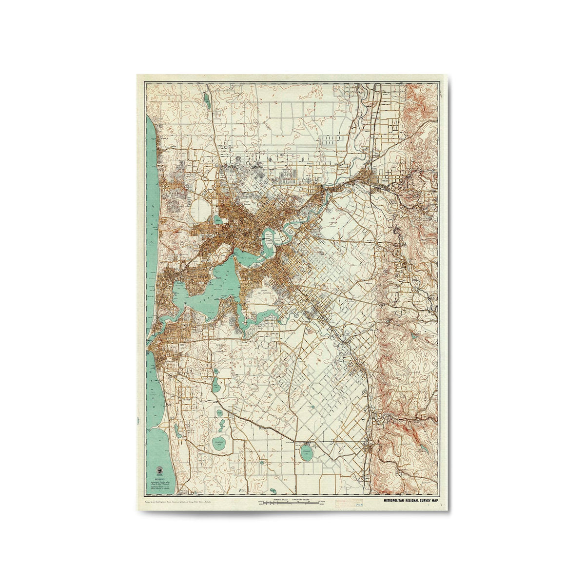 1945 Map of Perth & Surrounds, Western Australia – Vintage Maps