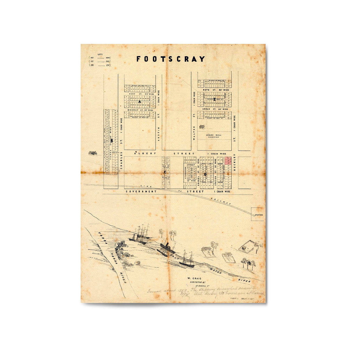 1853 Vintage Map of Footscray (Seddon), Victoria Australia – Vintage Maps