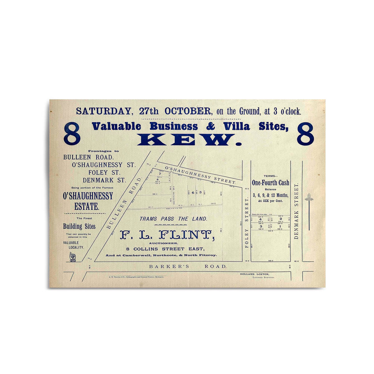 1888 Vintage Map of Kew, Victoria Australia – Vintage Maps