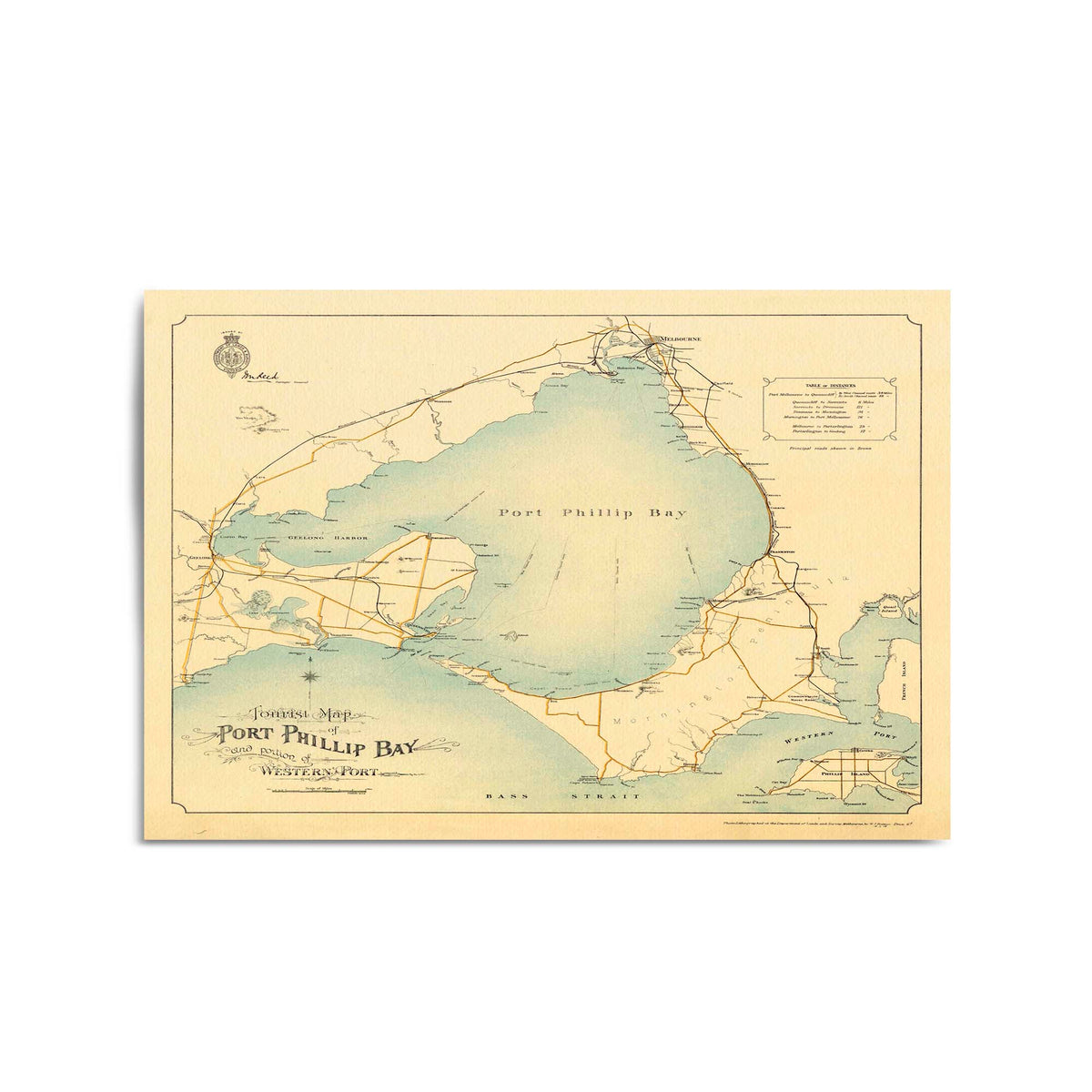 1914 Tourist Map of Port Phillip Bay, Victoria – Vintage Maps