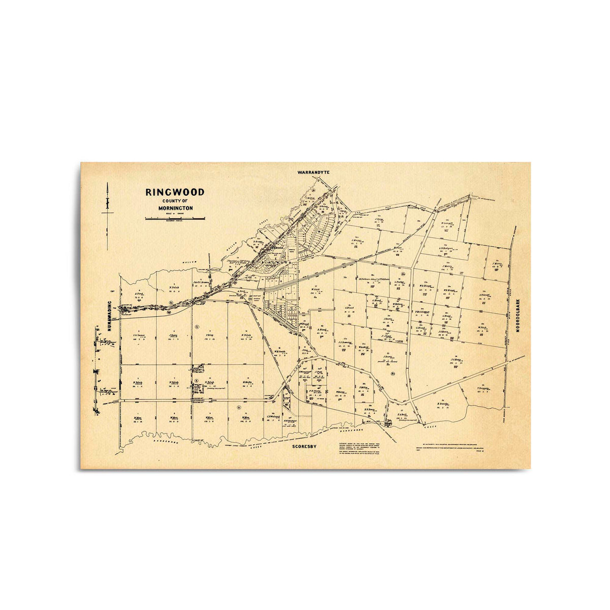 1957 Vintage Map of Ringwood, Victoria Australia – Vintage Maps